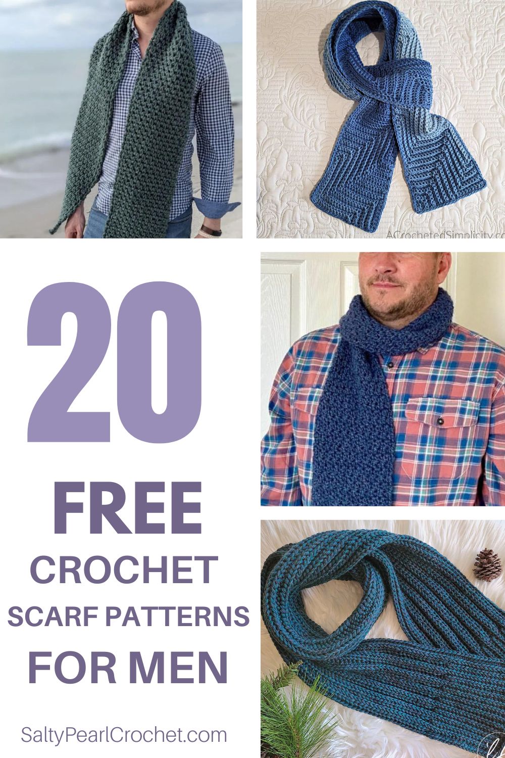 Crochet Mens Scarf Patterns • Salty Pearl Crochet