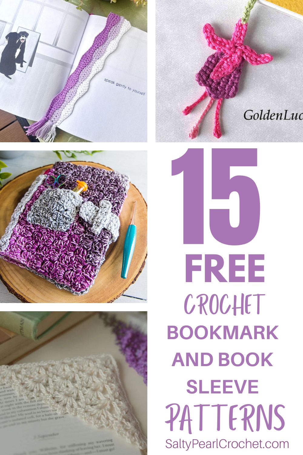 15 Free Crochet Bookmark and Book Sleeve Patterns • Salty Pearl Crochet
